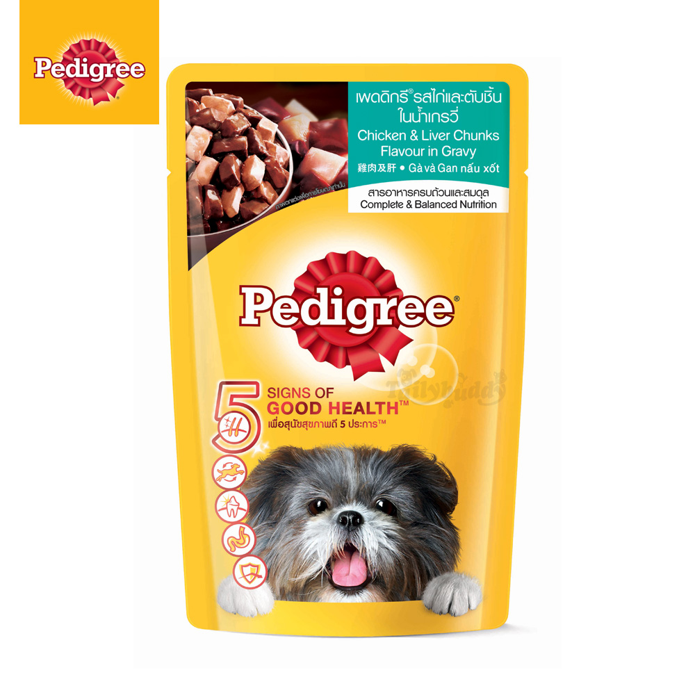 เพดดิกรี Pedigree - อาหารเปียกสุนัขแบบซอง รสไก่และตับชิ้นในน้ำเกรวี่ ...