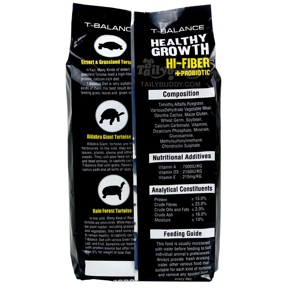 T-balance ทีบาลานซ์ อาหารเต่าบก สูตรใหม่ไฟเบอร์สูงมีโปไบโอติก (1kg , 10kg)